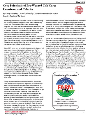 Core Principals of Pre-Weaned Calf Care - Colostrum and Calories ...