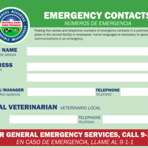 Emergency Contact Magnet - English - National Dairy FARM Program